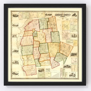 Addison County Vermont Map 1857 Old Map of Addison County Vermont Art ...