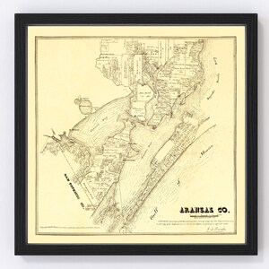 Aransas County Texas Map 1880 - Old Map of Aransas County Texas Art ...