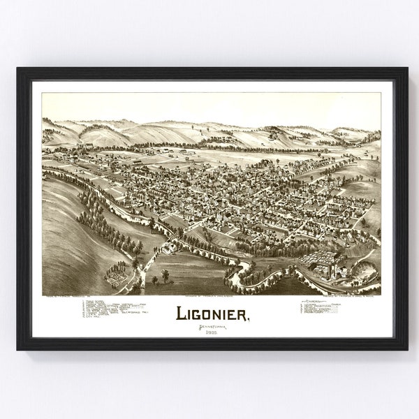 Ligonier Map Canvas - Etsy