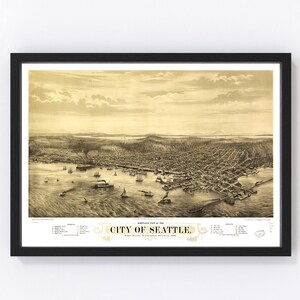 Seattle Map 1878 - Old Map of Seattle Washington Art Vintage Print ...