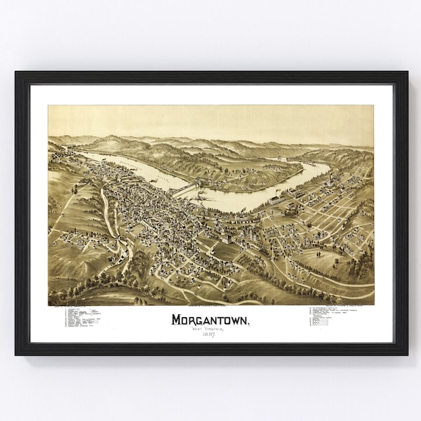 Morgantown Vintage Map Print - Etsy