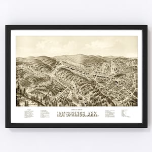 Hot Springs Map 1888 Old Map of Hot Springs Arkansas Art Vintage Print ...