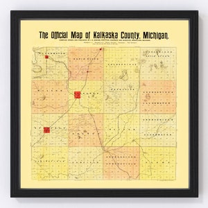 Kalkaska County Michigan Map 1898 Old Map of Kalkaska County Michigan ...