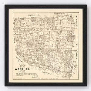 Wood County Map 1879, Vintage Wood County Map, Old Wood County Texas ...