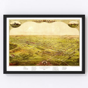 Lansing Map 1866 Old Map of Lansing Michigan Art Vintage Print Framed ...
