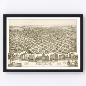 Denison Map 1891 Old Map of Denison Texas Art Vintage Print Framed ...
