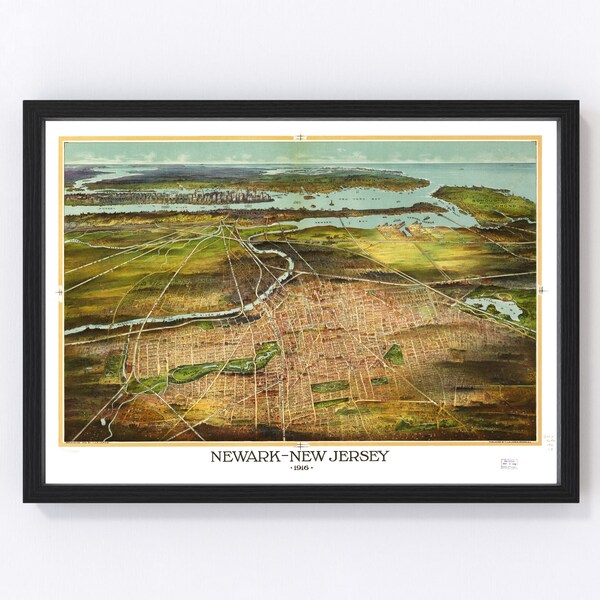 Map of Newark New Jersey - Etsy
