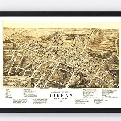 Durham Map 1891 Old Map of Durham North Carolina Art Vintage - Etsy
