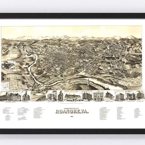 1890 Map of Roanoke Virginia - Etsy