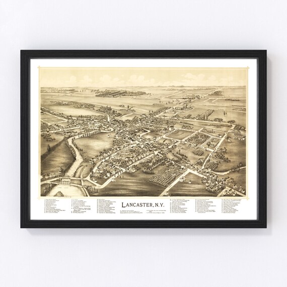 Lancaster Map 1892 Old Map of Lancaster New York Art Vintage - Etsy