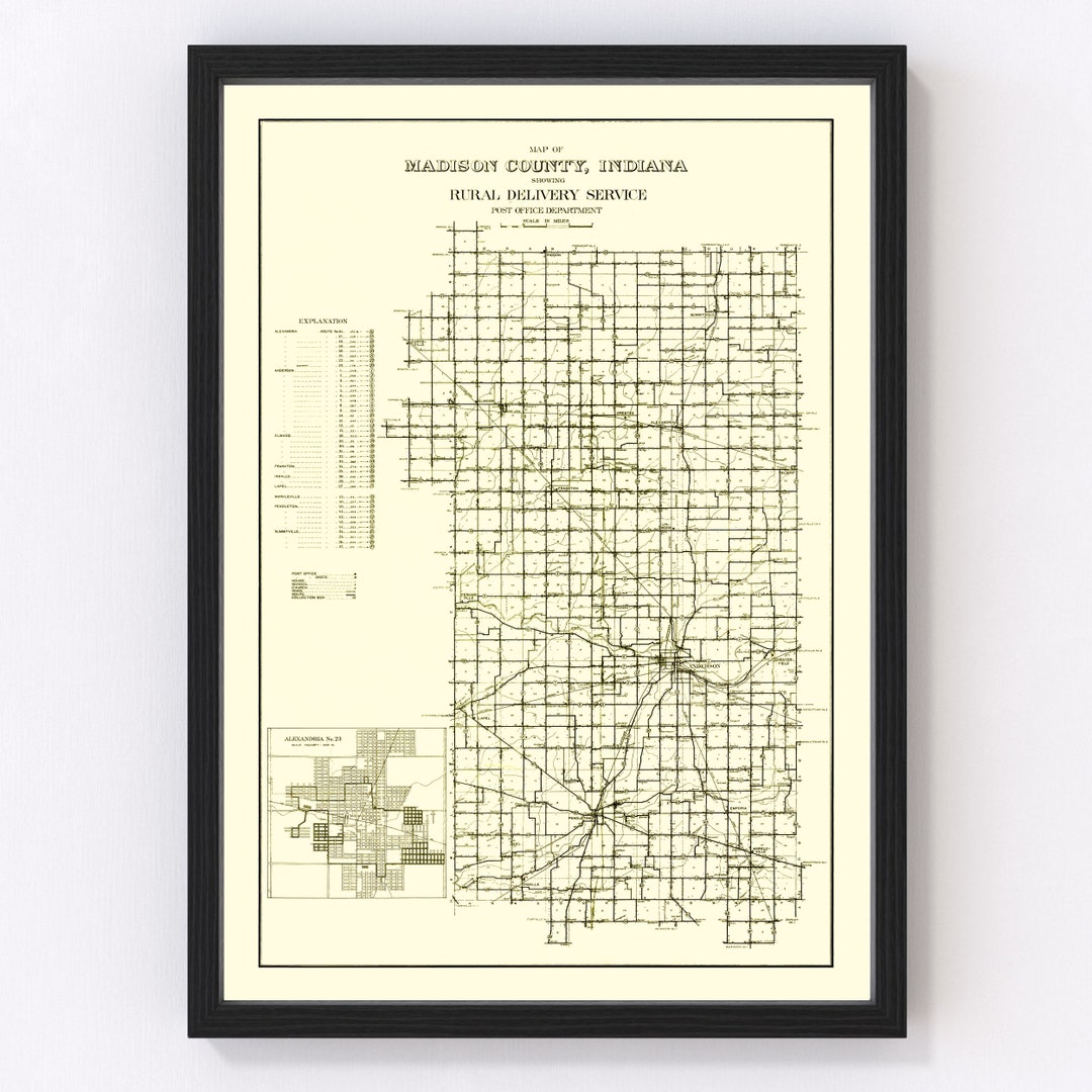 Madison County Map 1910, Vintage Madison County Map, Old Madison County ...
