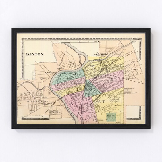 Dayton Map 1872 Old Map of Dayton Ohio Art Vintage Print - Etsy