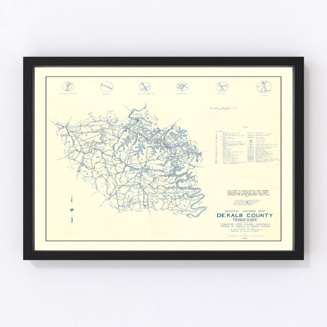 Dekalb County Map 1952, Vintage Dekalb County Map, Old Dekalb County ...