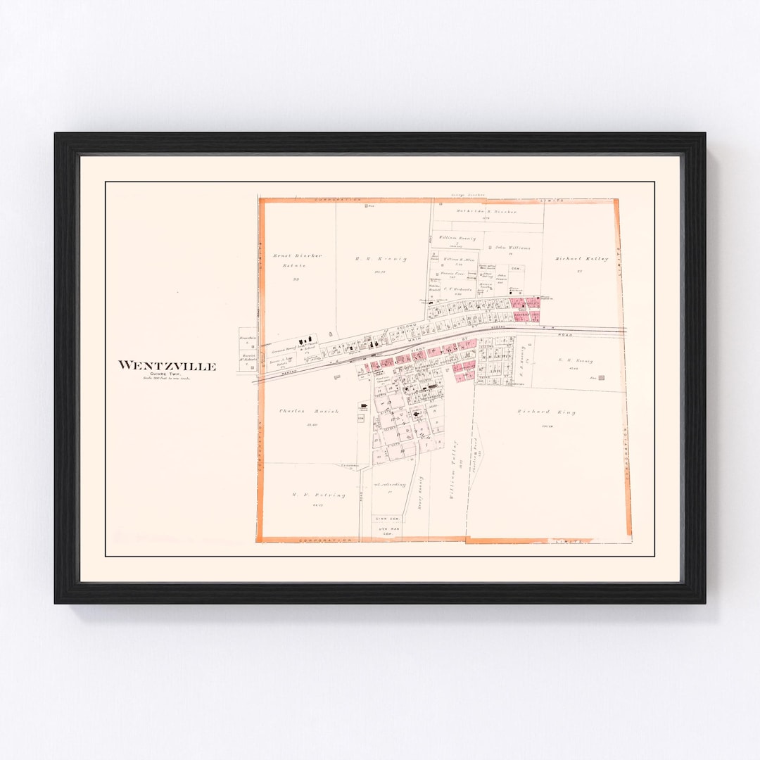 Wentzville Map 1905, Vintage Wentzville Map, Old Wentzville Missouri ...