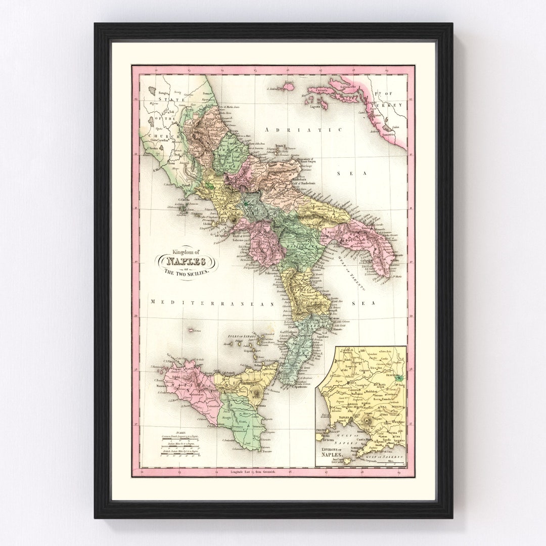 Italy Map 1836, Vintage Italy Map, Old Italy Art, Wall Art Gift for ...