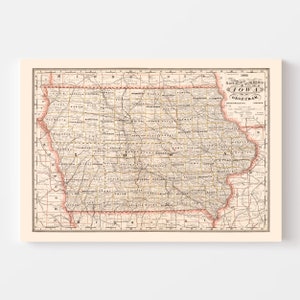 Iowa Railroad Map 1882 - Old Railroad Map of Iowa Art Vintage Print ...