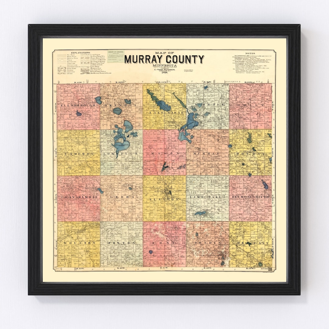 Murray County Map 1898, Vintage Murray County Map, Old Murray County ...