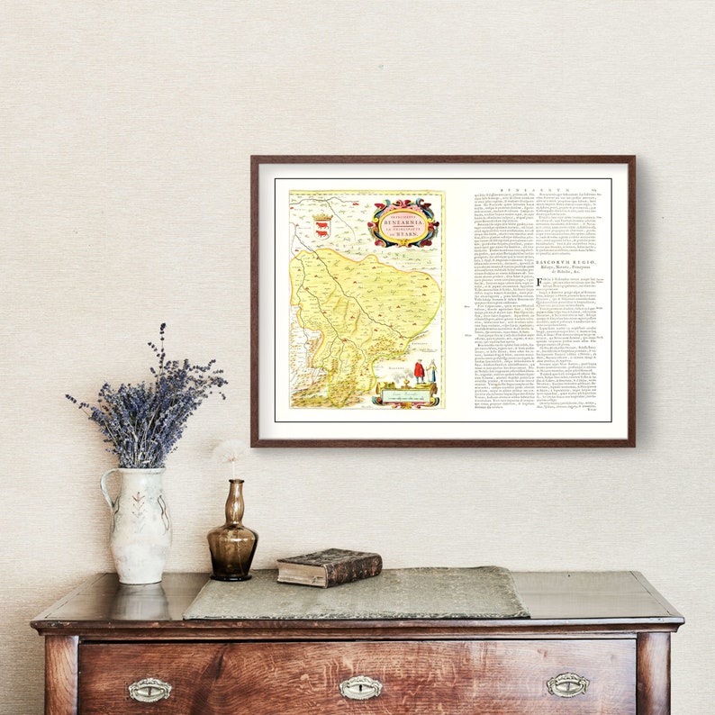 Béarn Map 1665 - Old Map of Béarn France Art Vintage Print Framed Wall ...