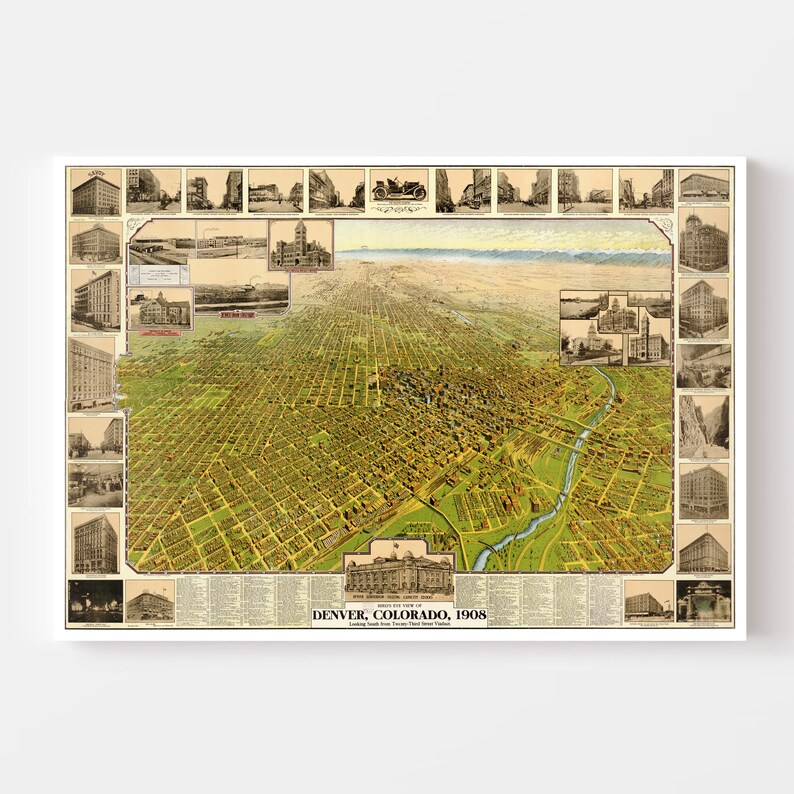 Denver Map 1907 Old Map of Denver Colorado Art Vintage Print - Etsy