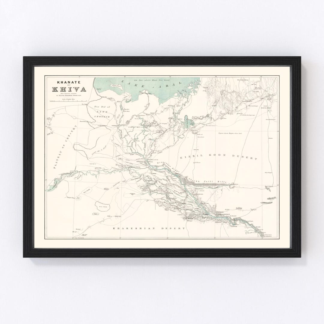 Khiva Map 1875, Vintage Khiva Map, Old Khiva Art, Wall Art Gift for ...