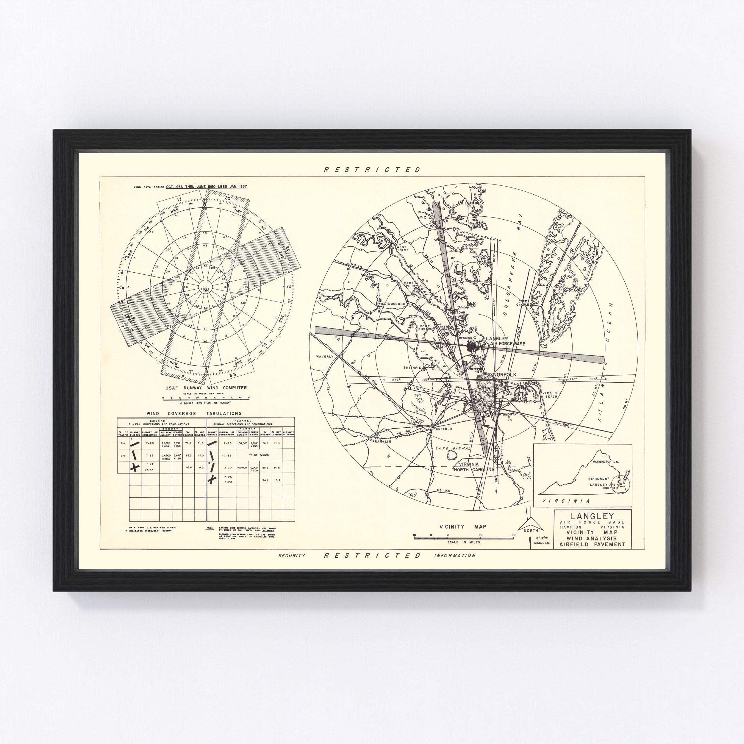 Larson Air Force Base Map 1951, Vintage Larson Air Force Base Map, Old ...