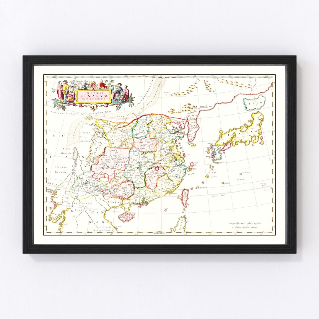 China Map 1665, Vintage China Map, Old China Art, Wall Art Gift for ...