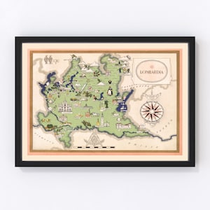 Lombardy Italy Map 1938 Old Map of Lombardy Italy Italy Art Vintage ...