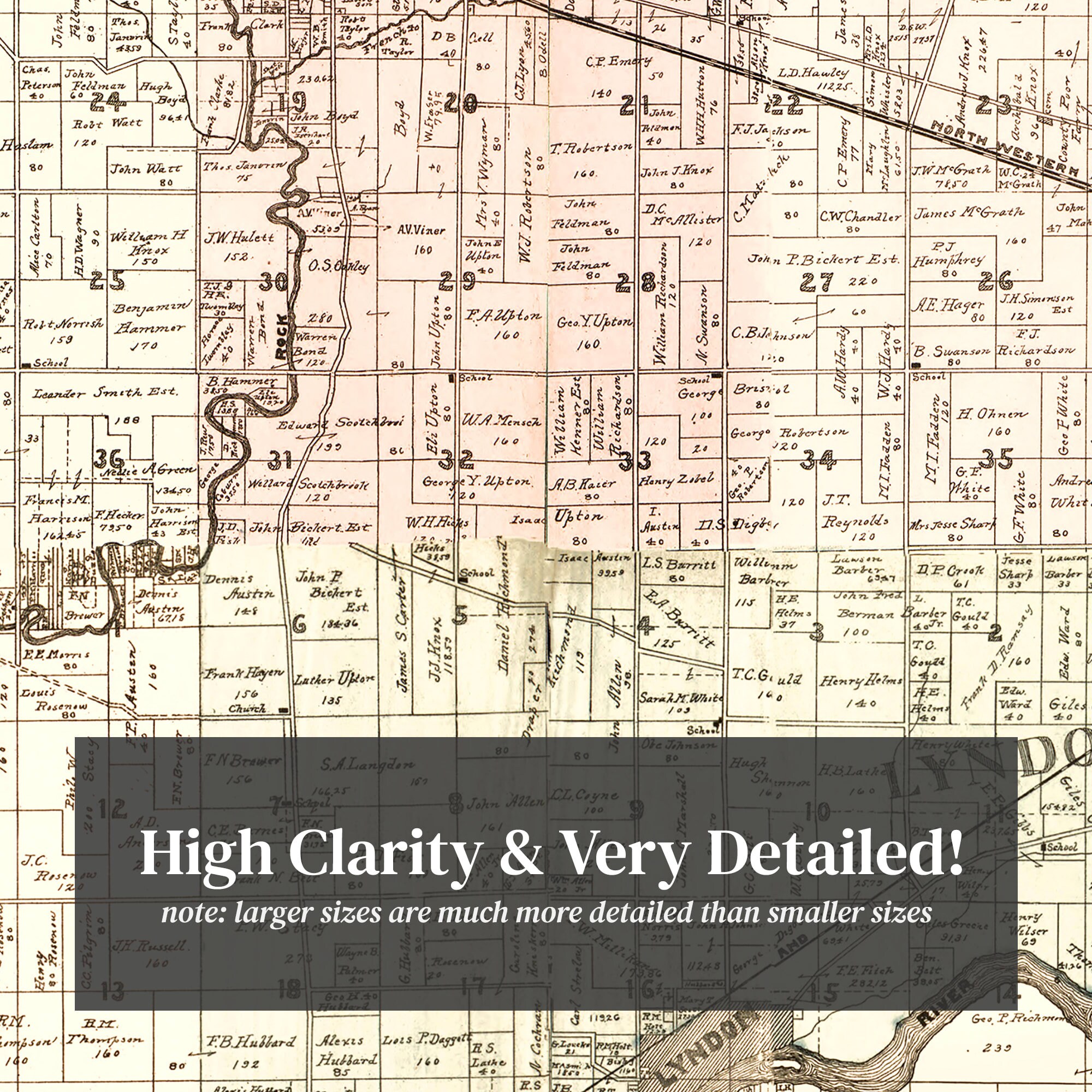 Whiteside County Map 1896, Vintage Whiteside County Map, Old Whiteside ...