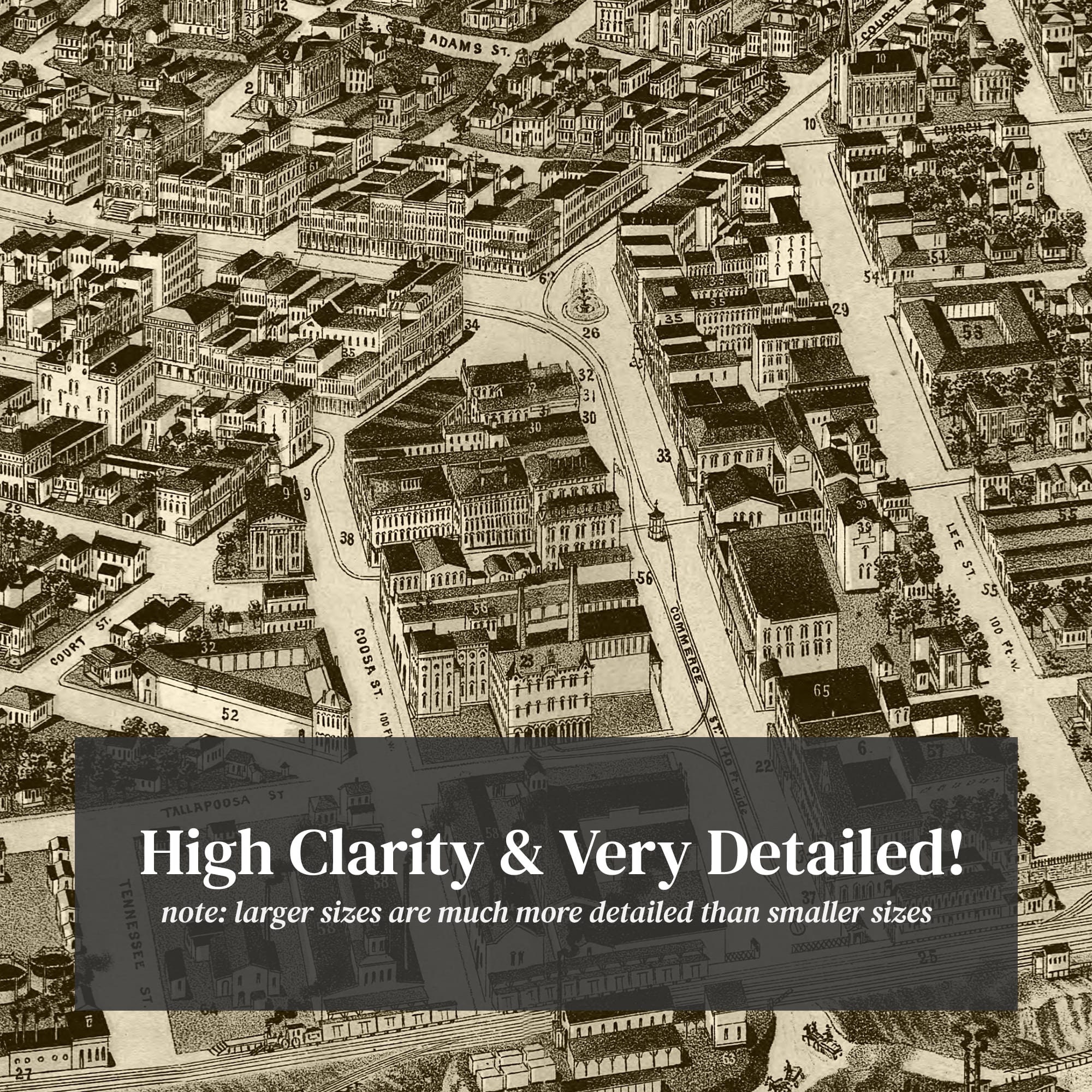 Montgomery Map 1887 Old Map of Montgomery Alabama Art - Etsy