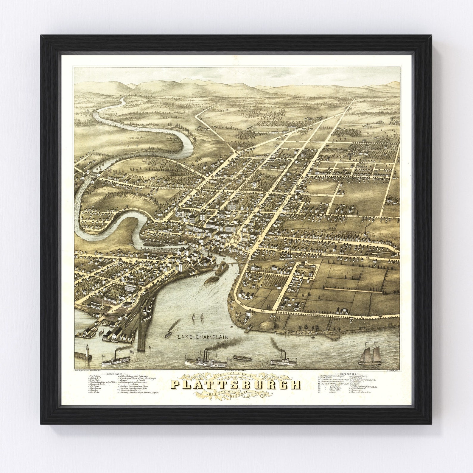 Plattsburgh Map 1877 Old Map of Plattsburgh New York Art - Etsy