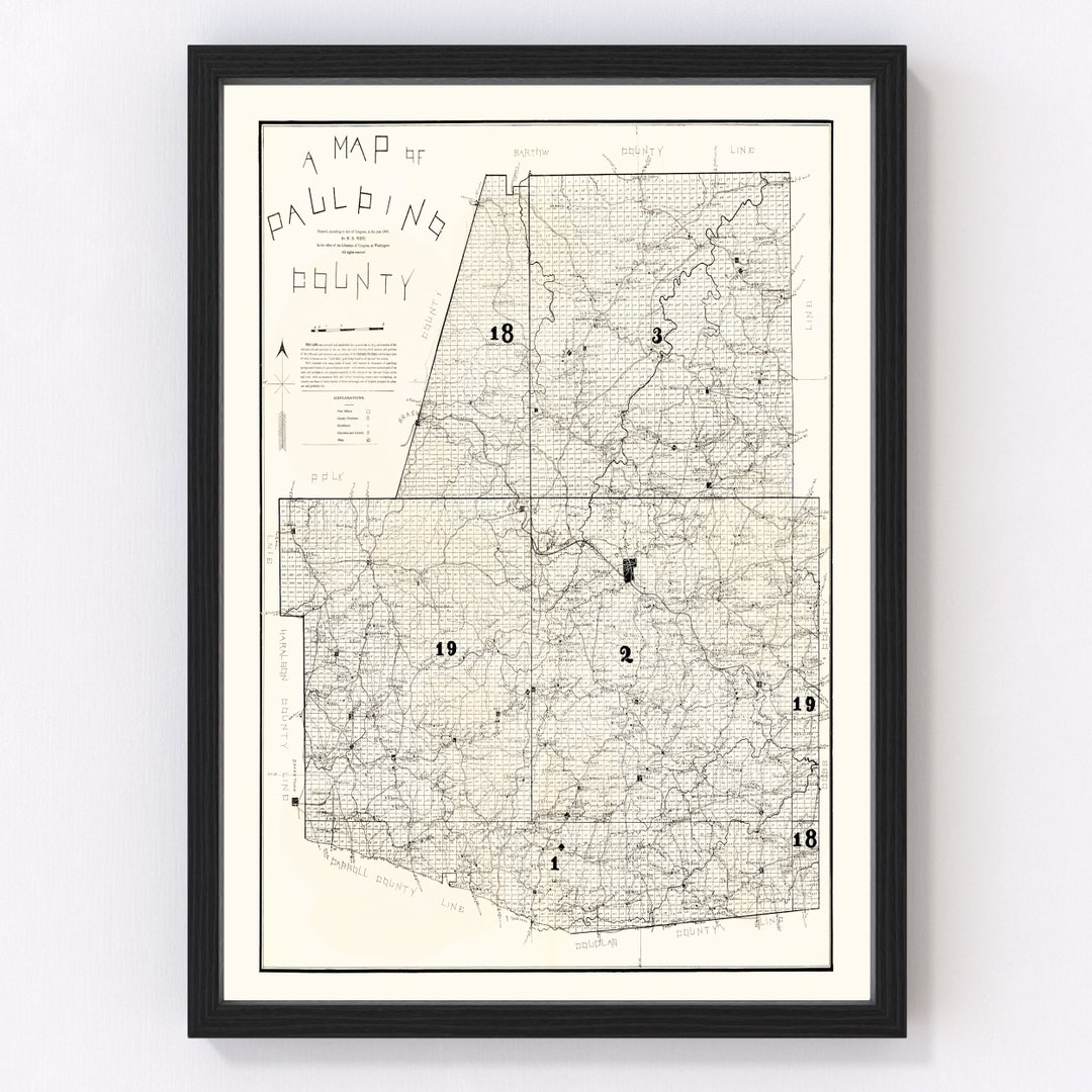 Paulding County Georgia Map 1896 Old Map of Paulding County Georgia Art ...