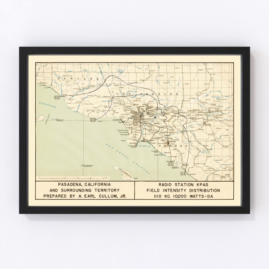 Pasadena Map 1935, Vintage Pasadena Map, Old Pasadena California Art ...