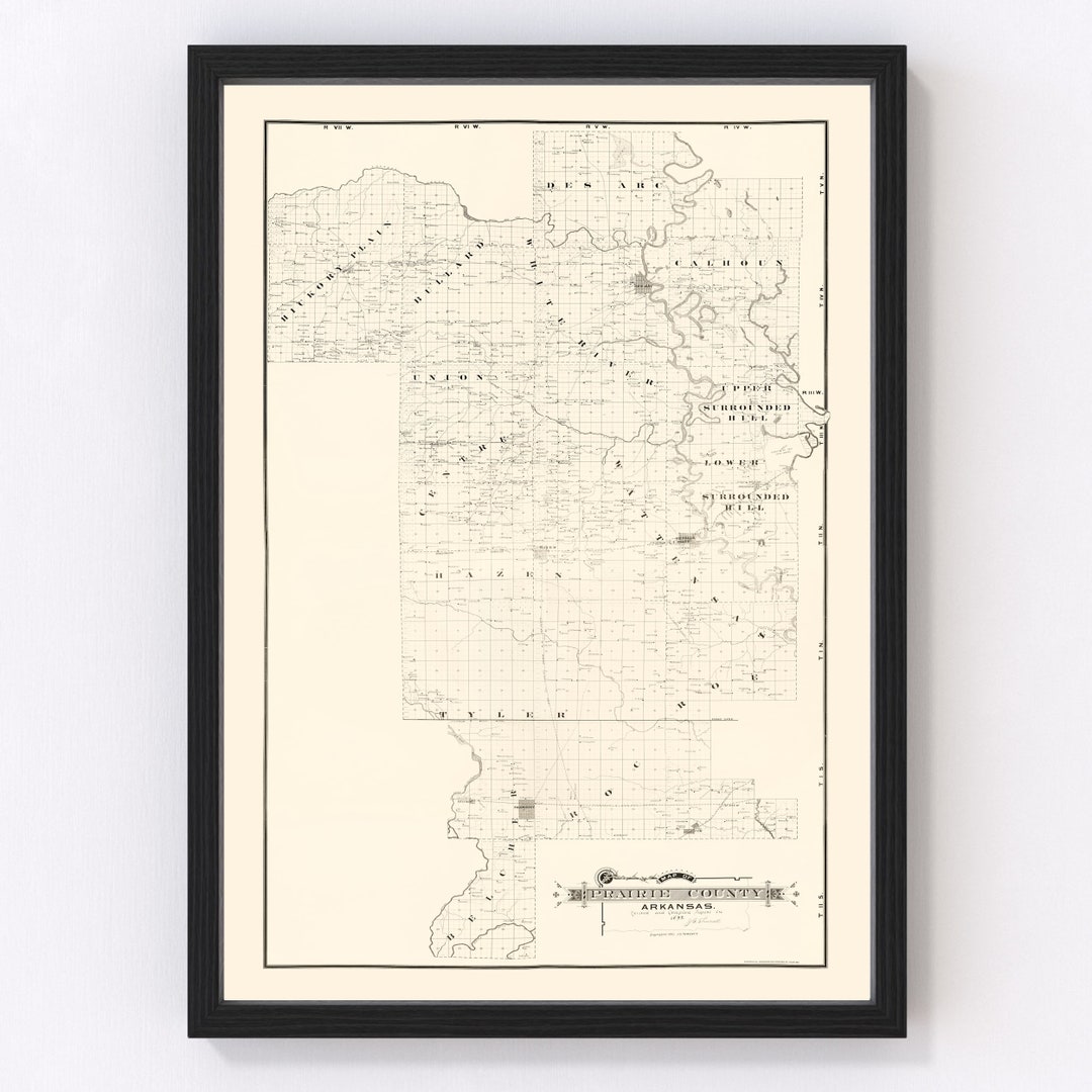 Prairie County Arkansas Map 1892 Old Map of Prairie County Arkansas Art ...