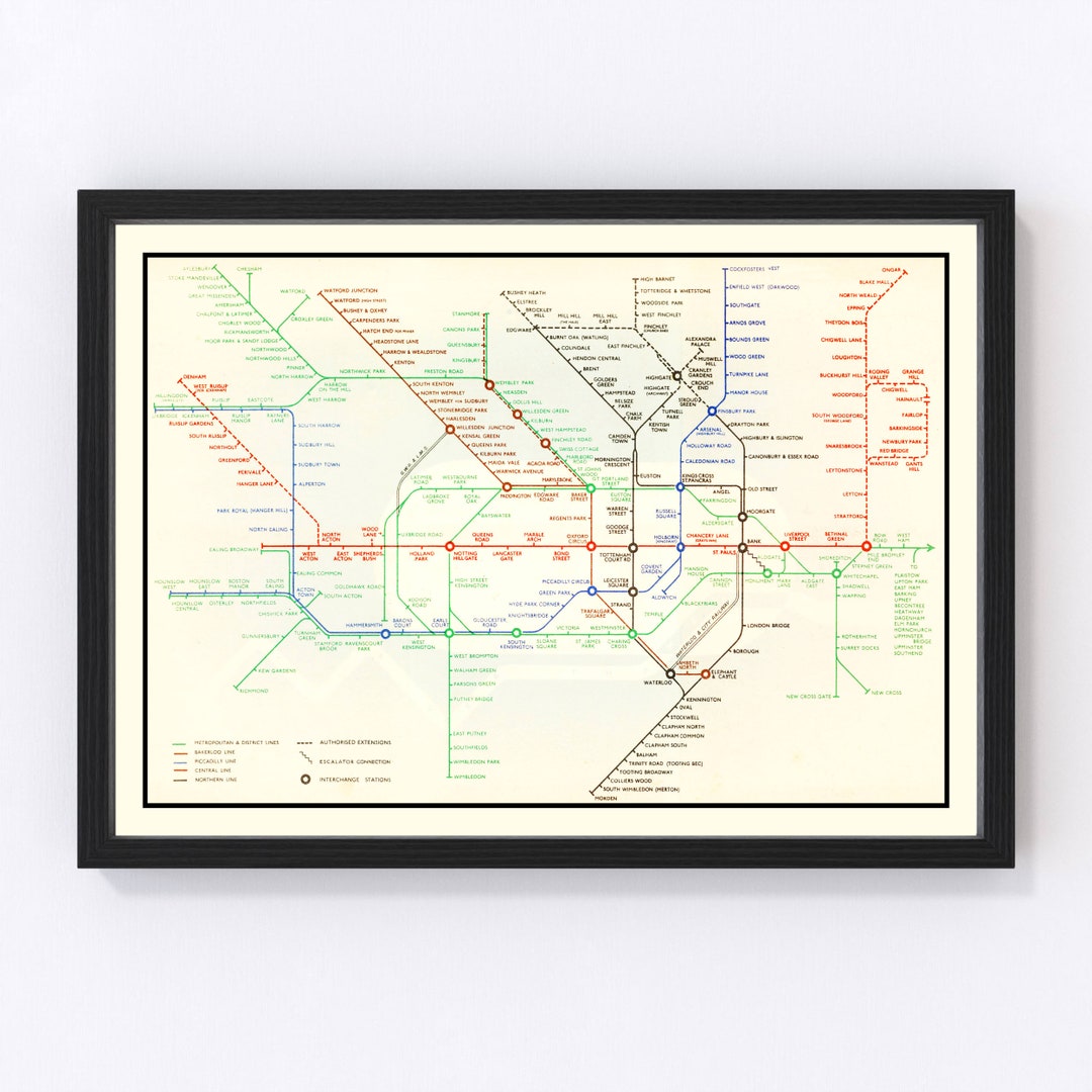 London Map 1938, Vintage London Map, Old London Art, Wall Art Gift for ...