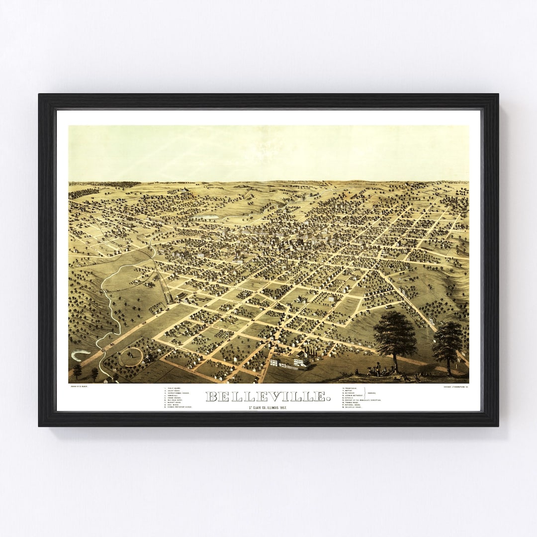Belleville Map 1867, Vintage Belleville Map, Old Belleville Illinois ...
