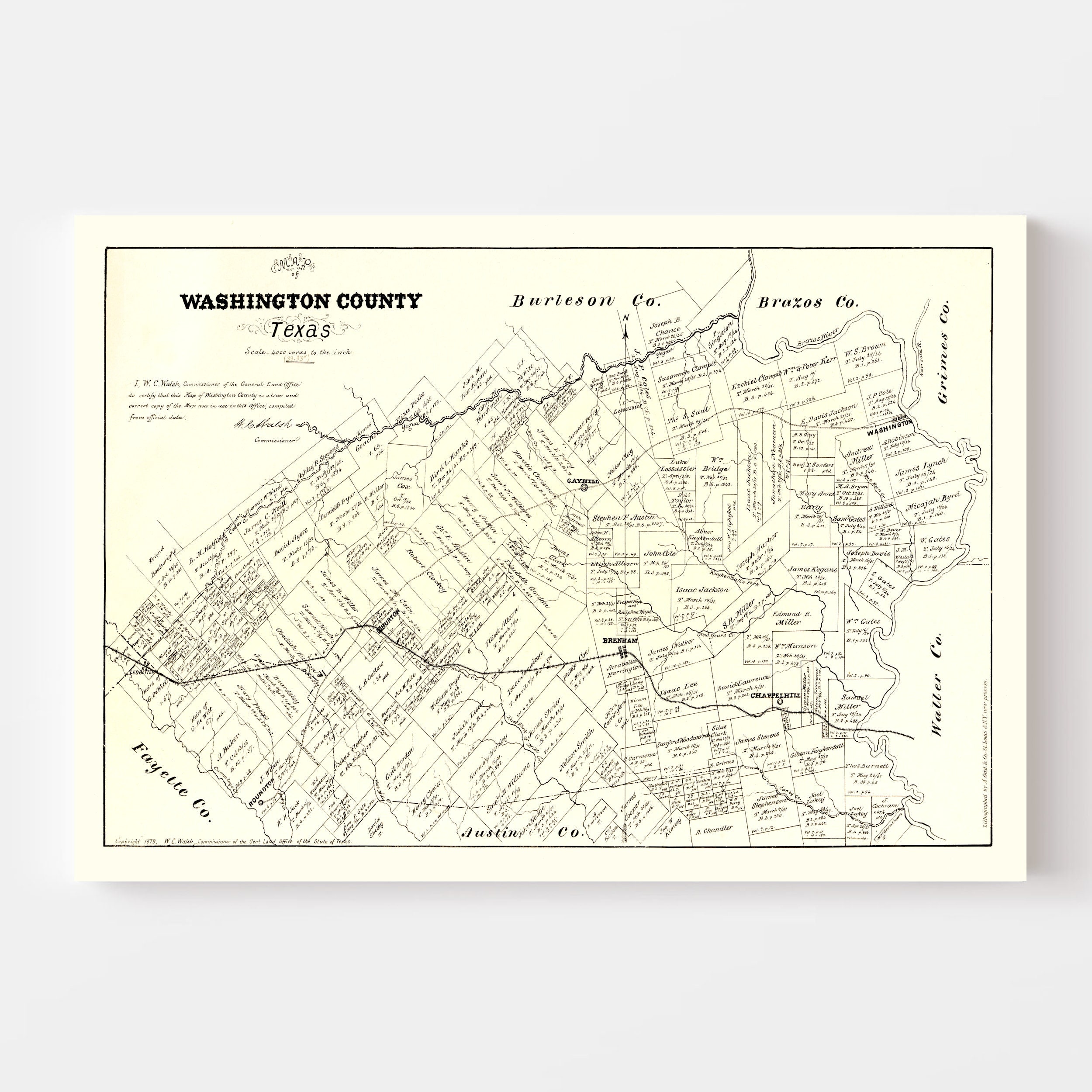 Washington County Texas Map 1879 Old Map of Washington - Etsy