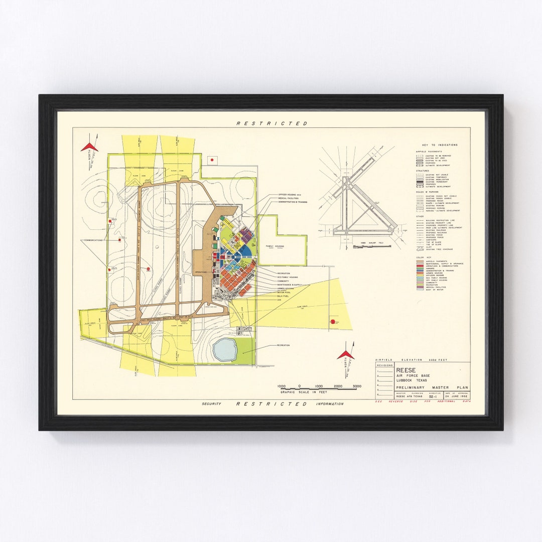 Reese Air Force Base Map 1952 Old Map of Reese Air Force Base Art ...