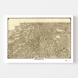 Atlanta Map 1919 - Old Map of Atlanta Georgia Art Vintage Print Framed ...