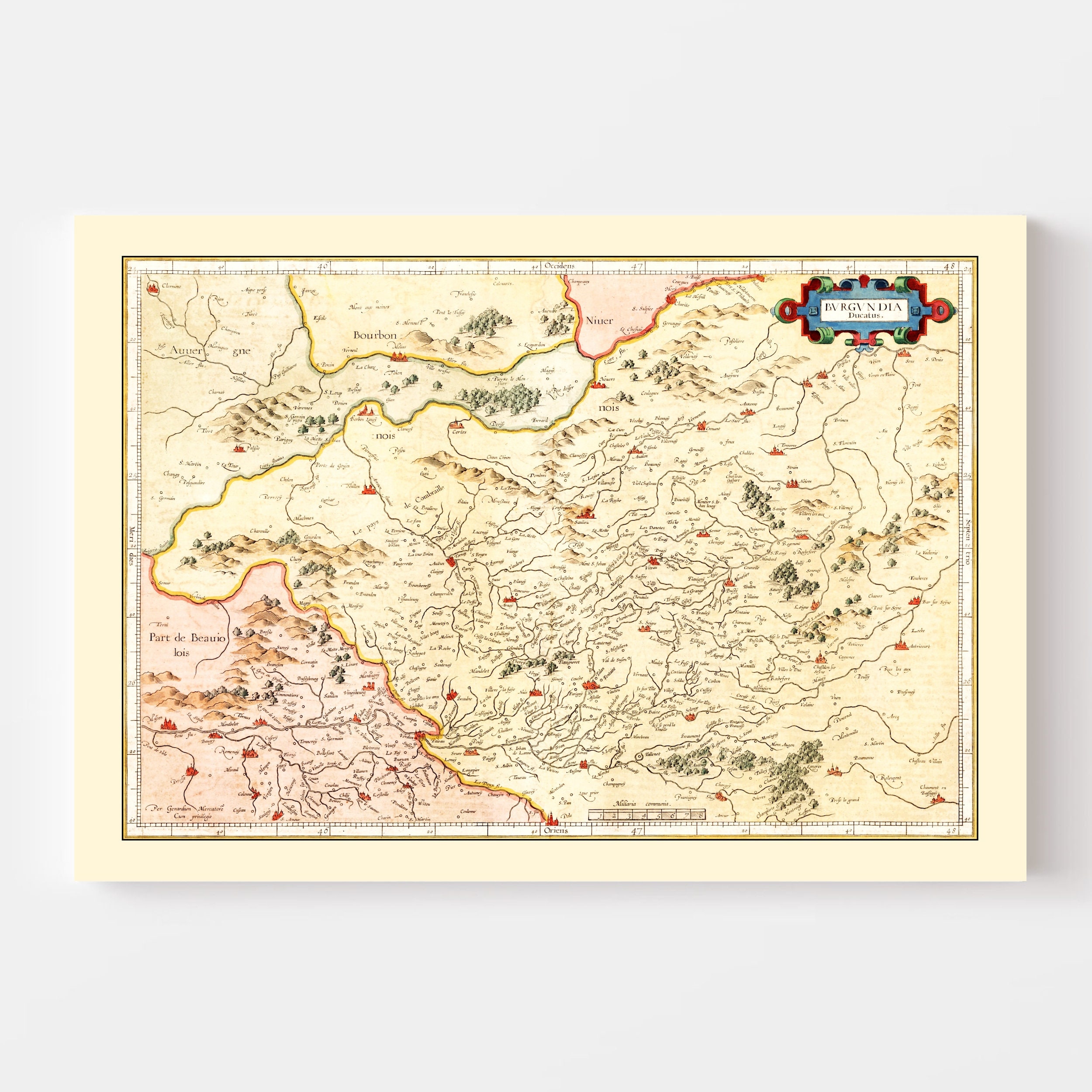 Burgundy Region of France Vintage Map From 1623 Old Region - Etsy
