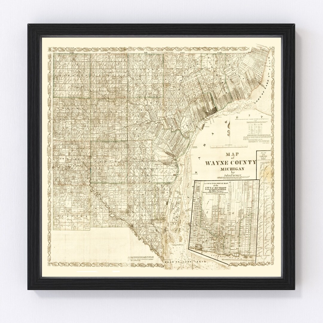 Wayne County Map 1855, Vintage Wayne County Map, Old Wayne County ...