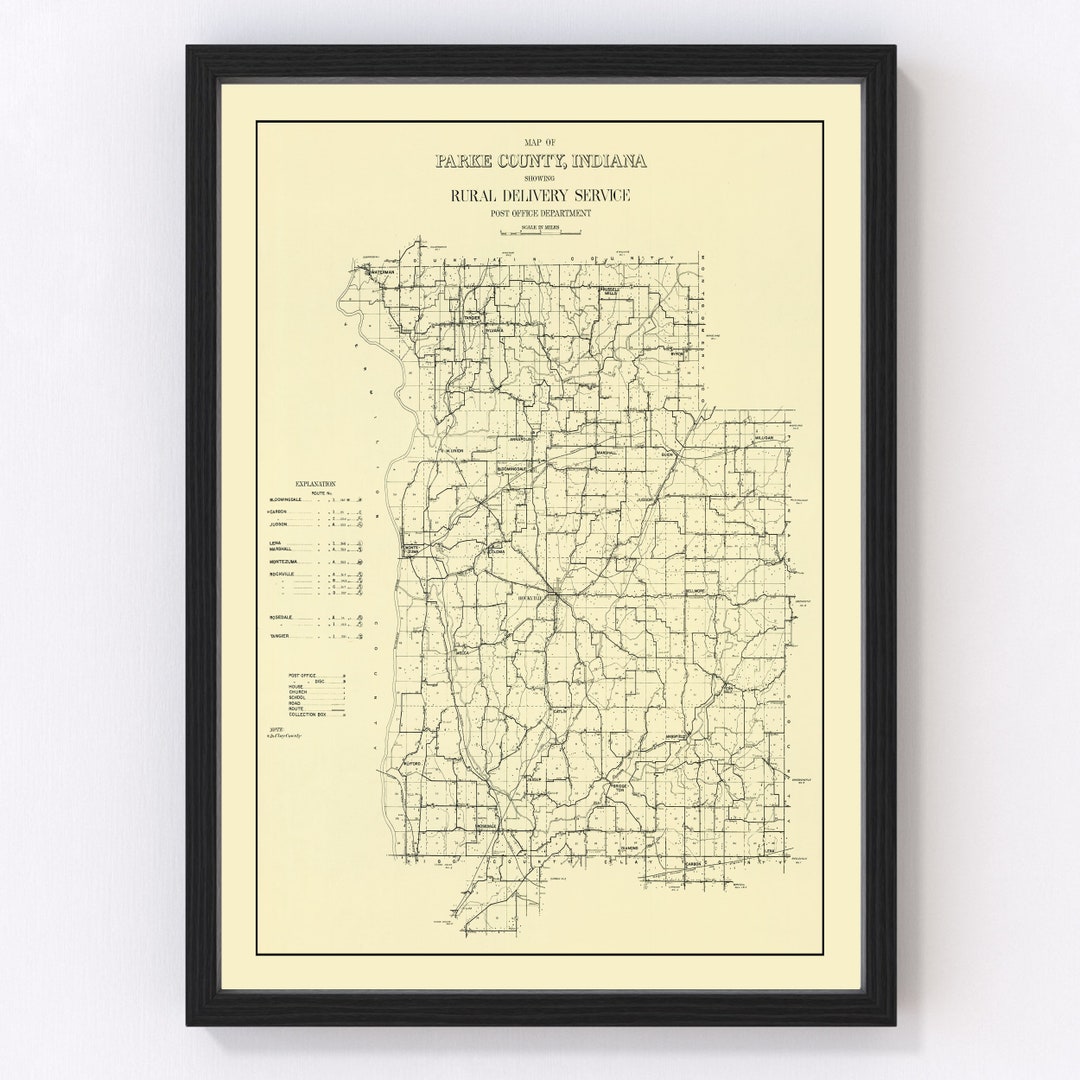 Parke County Map 1911, Vintage Parke County Map, Old Parke County ...