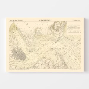 Charleston Map 1884 - Old Map of Charleston South Carolina Art Vintage ...
