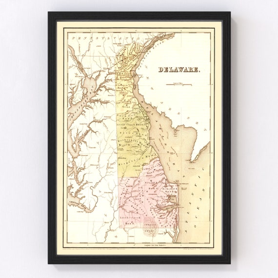 Delaware Map 1838 Old Map of Delaware Art Vintage Print - Etsy