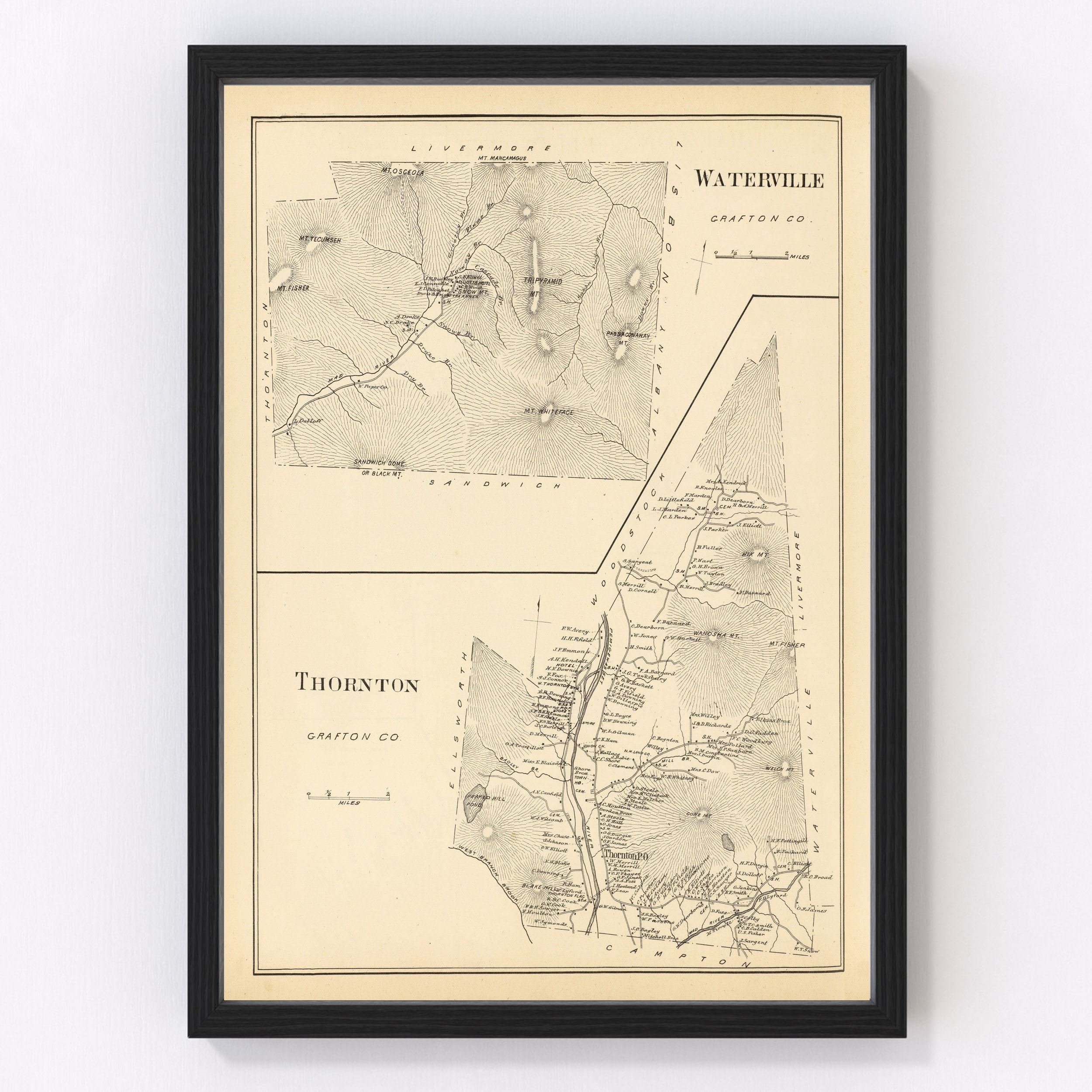 Thornton Map 1892 - Old Map of Thornton New Hampshire Art Vintage Print ...