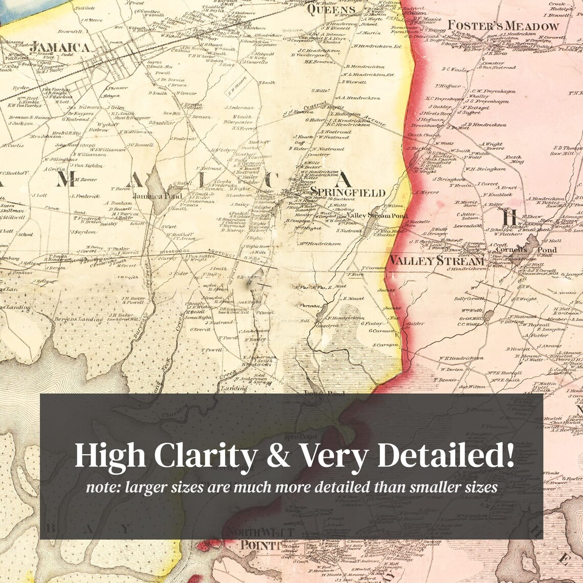 Queens County New York Map 1859 Old Map of Queens County New - Etsy