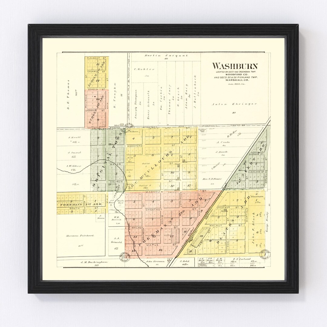 Washburn Map 1893, Vintage Washburn Map, Old Washburn Illinois Art ...