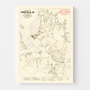 Norfolk Map 1891 Old Map of Norfolk Virginia Art Vintage Print Framed ...