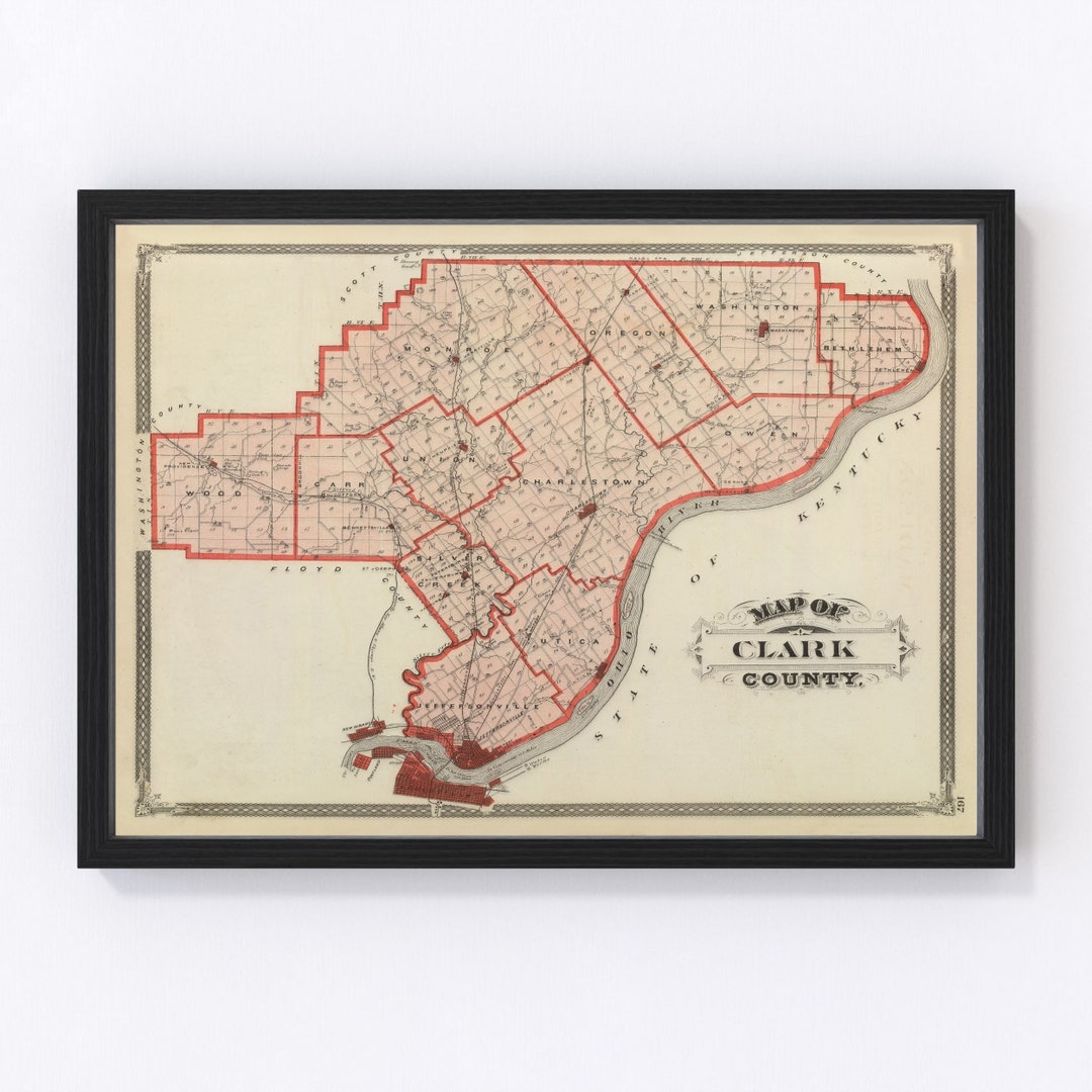 Clark County Map 1876, Vintage Clark County Map, Old Clark County ...
