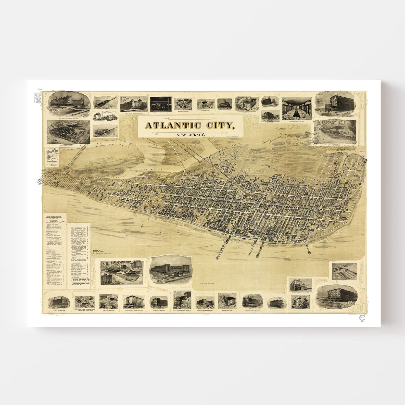 Atlantic City Map 1900 Old Map of Atlantic City New Jersey - Etsy