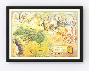 Phoenix AZ Map 1920 Old Valley of the Sun Arizona Atlas Poster - Etsy